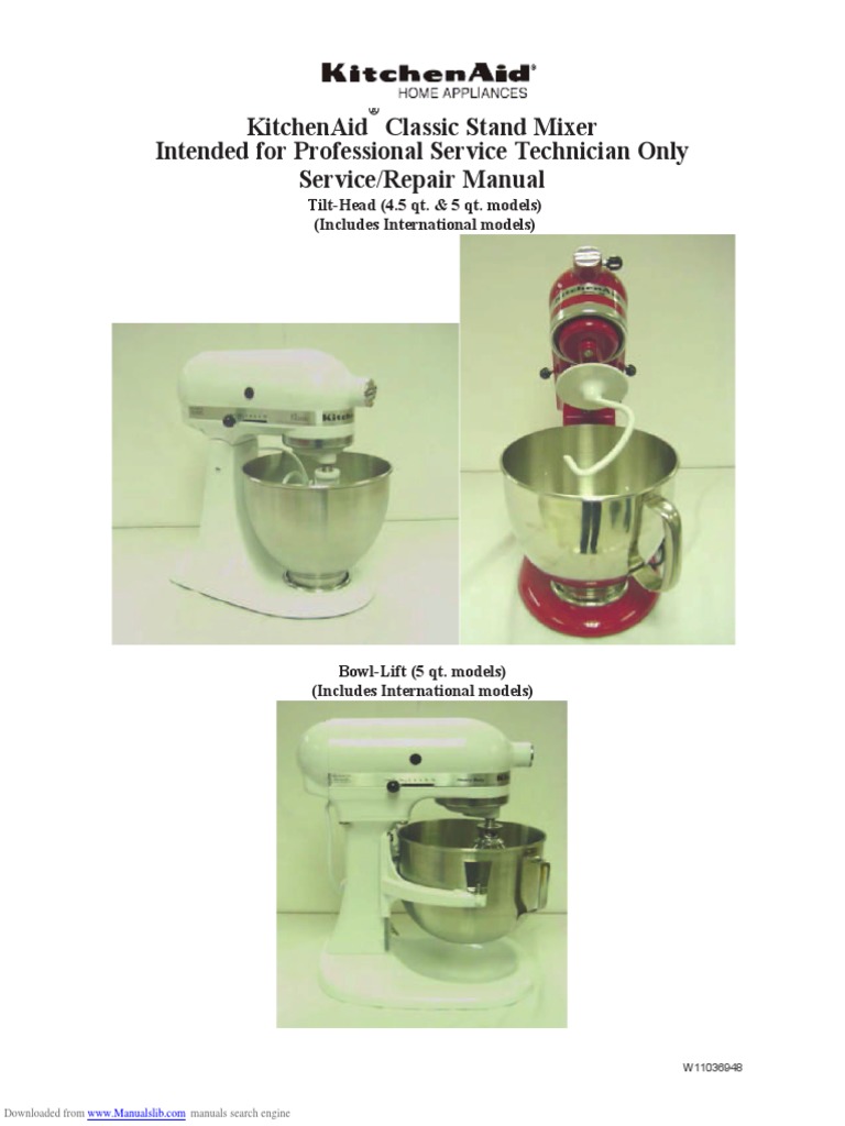 Manual de Servicio Batidora Kitchenaid | PDF
