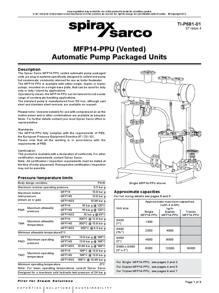 MFP14-PPU (Vented) Automatic Pump Packaged Units: Description ...