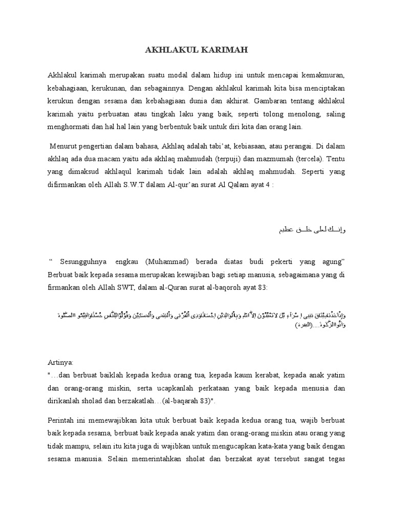 Akhlakul Karimah | PDF Akhlakul Karimah | PDF