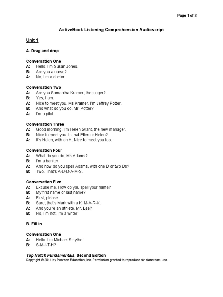 UNIT 01 ActiveBook Audioscript | PDF