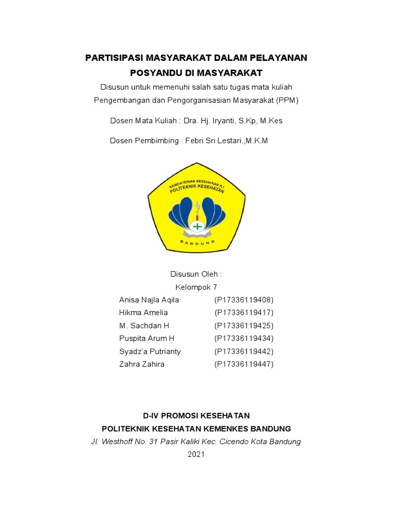 Kelompok 7 - Partisipasi Masyarakat Dalam Pelayanan Posyandu Di Masyarakat (PPM) | PDF