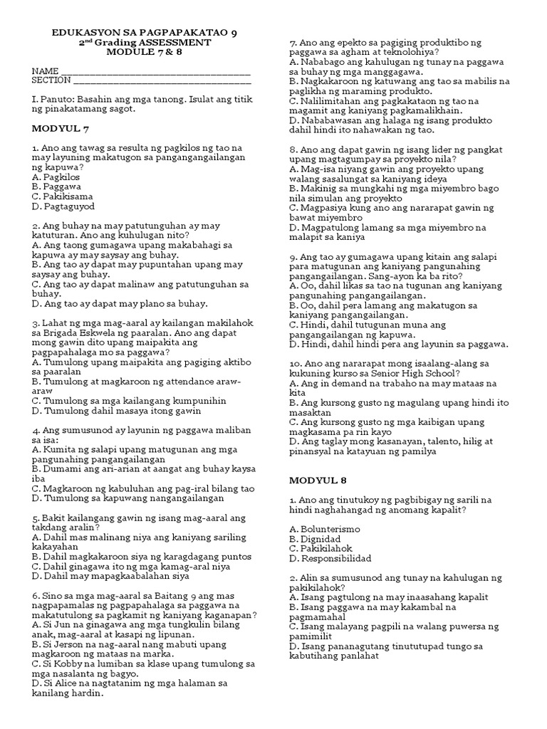 2ND Grading Assessment Mod 7 & 8 | PDF