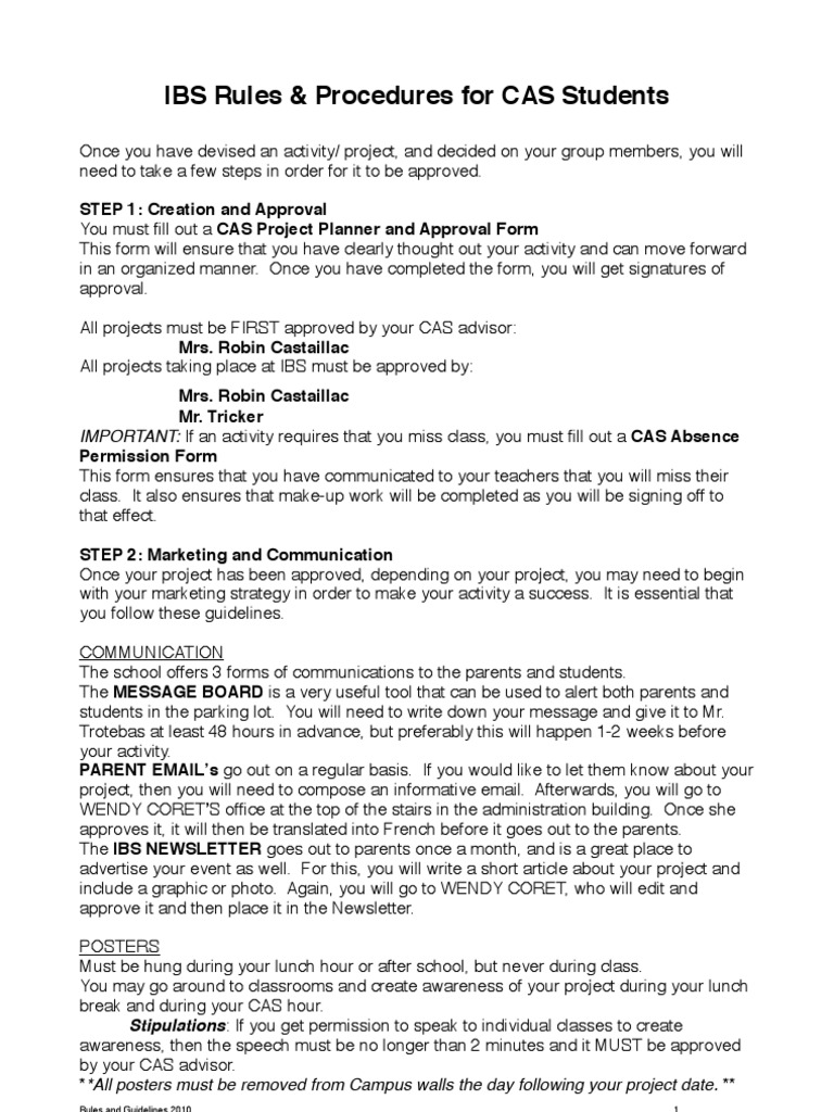 CAS Rules & Procedures | PDF | Homework | Business