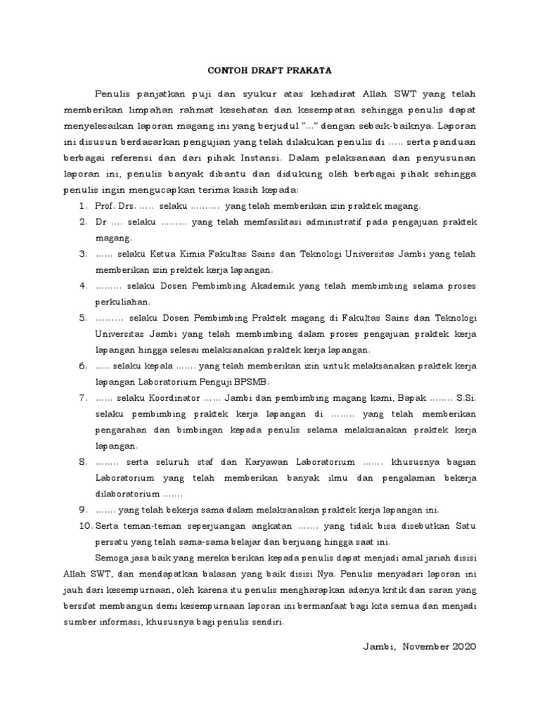 Contoh Draft Prakata | PDF