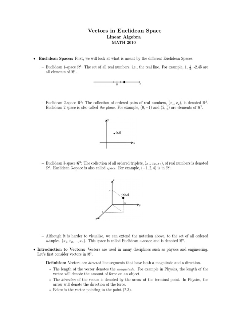 Vectors in Euclidean Space | PDF | Euclidean Space | Euclidean Vector