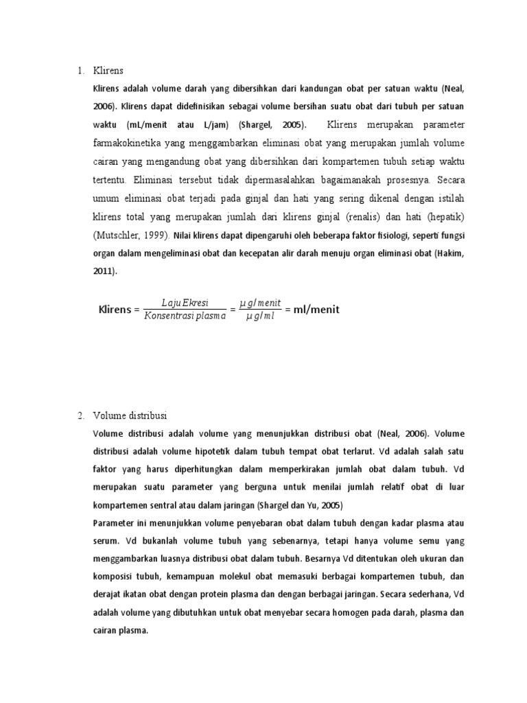 Vd dan Klirens dalam Farmakokinetika | PDF | Pengembangan Diri ...