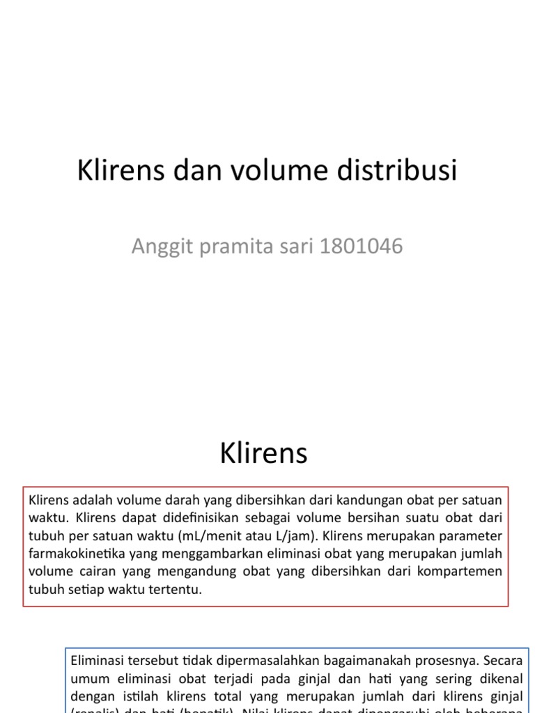 Klirens Dan Volume Distribusi | PDF | Sains & Matematika
