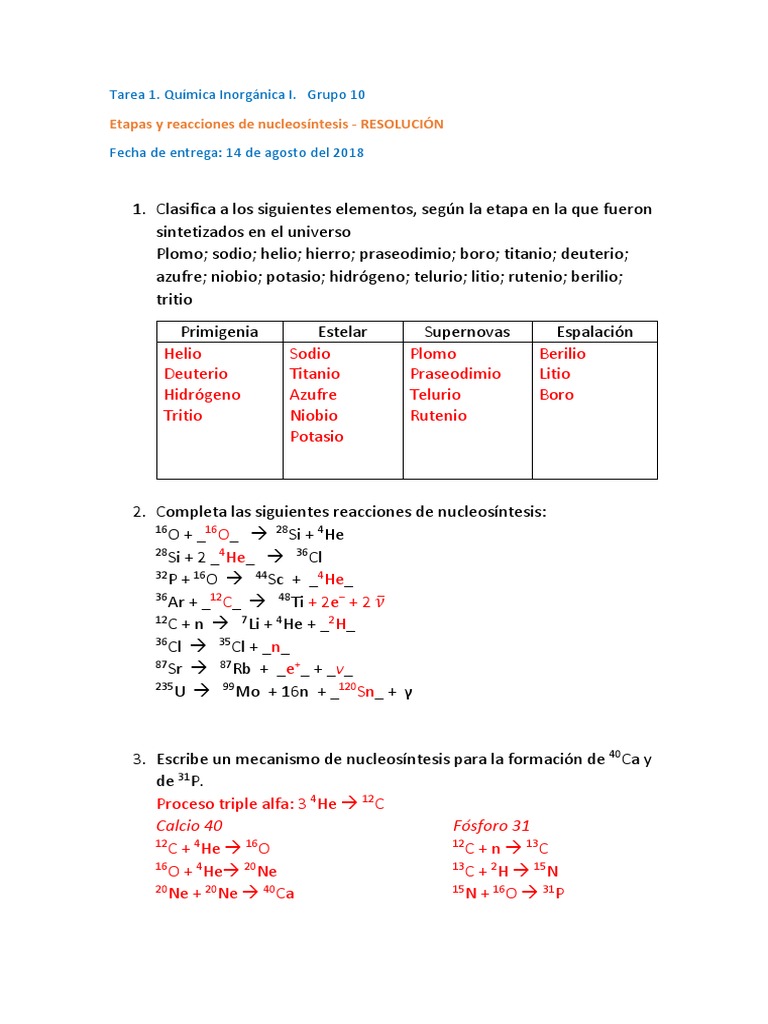 Nucleosíntesis: Etapas y Reacciones | PDF | Ciencia y matemáticas