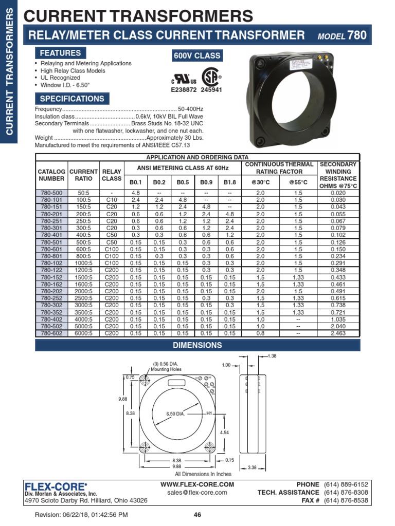 Relay/Meter Class Current Transformer 780 | PDF | Electronics | Power ...