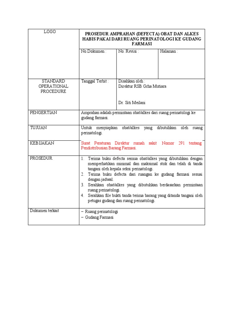 Prosedur Amprahan Obat Perinatologi | PDF