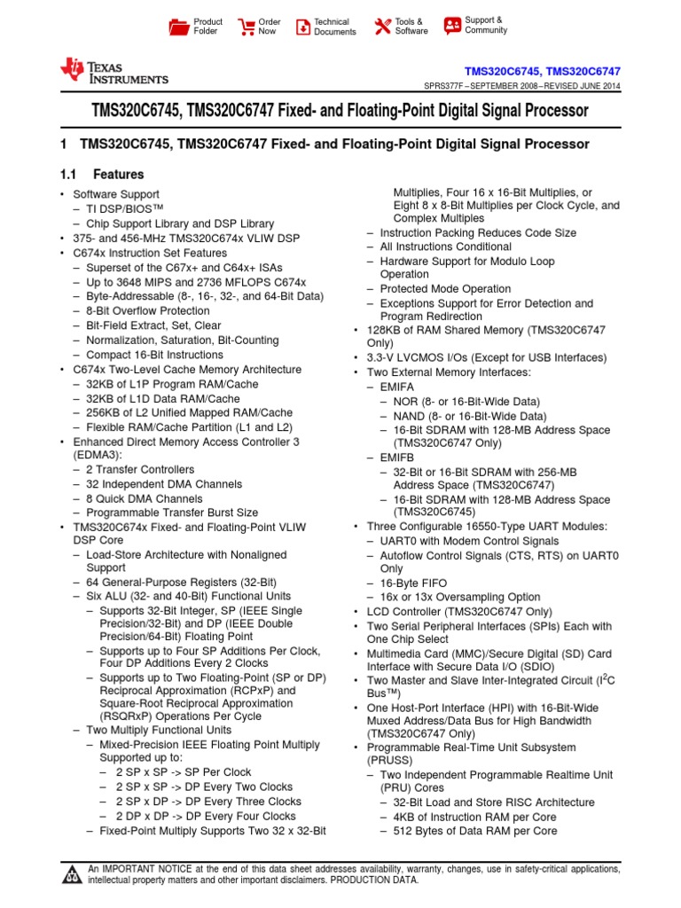DSP Audio Chip tms320c6745 | PDF | Digital Signal Processor | Cpu Cache
