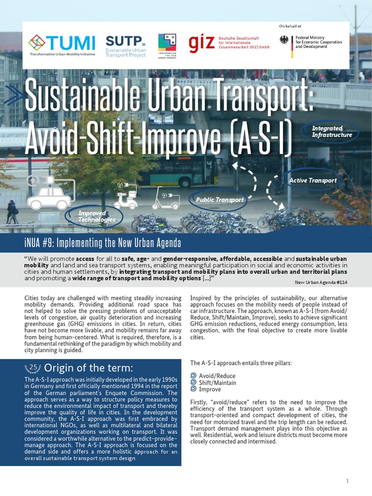 Sustainable Urban Transport: Avoid-Shift-Improve (A-S-I) : iNUA #9 ...