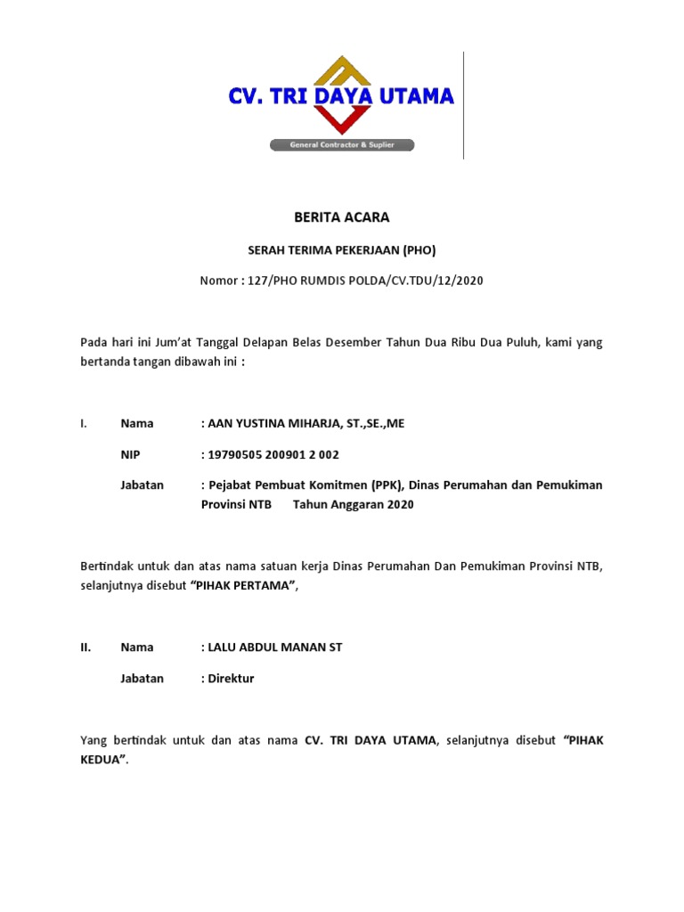 Cv. Tri Daya Utama | PDF