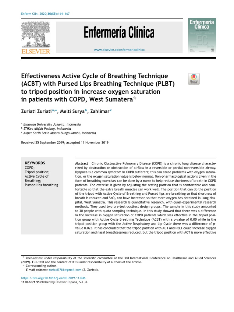 Effectiveness Active Cycle of Breathing Technique (ACBT) With Pursed ...