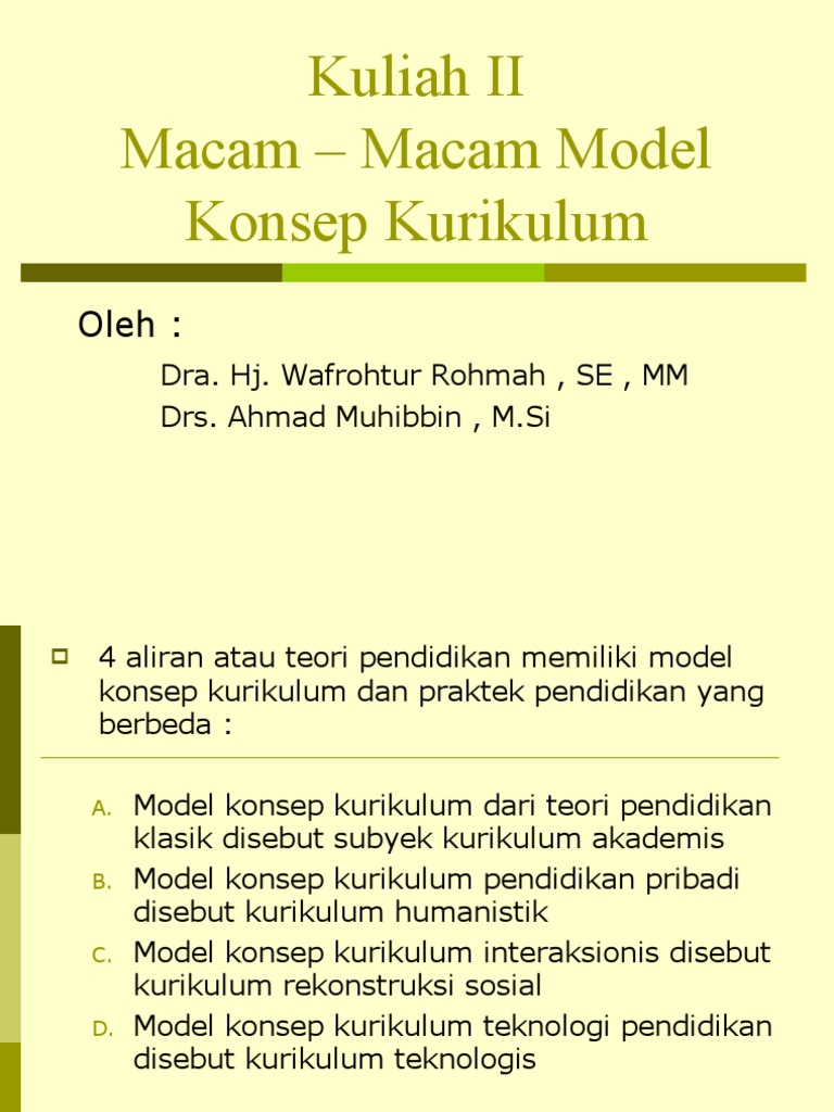 Macam Macam Model Konsep Kurikulum | PDF