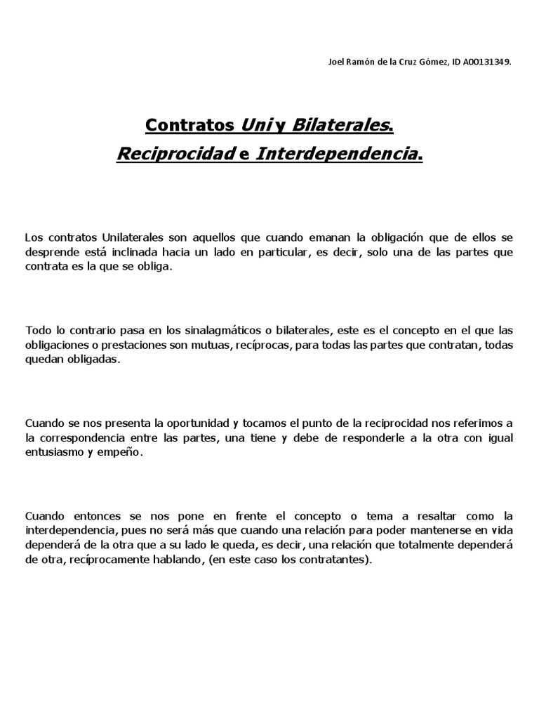 Contrato Uni y Bilateral | PDF