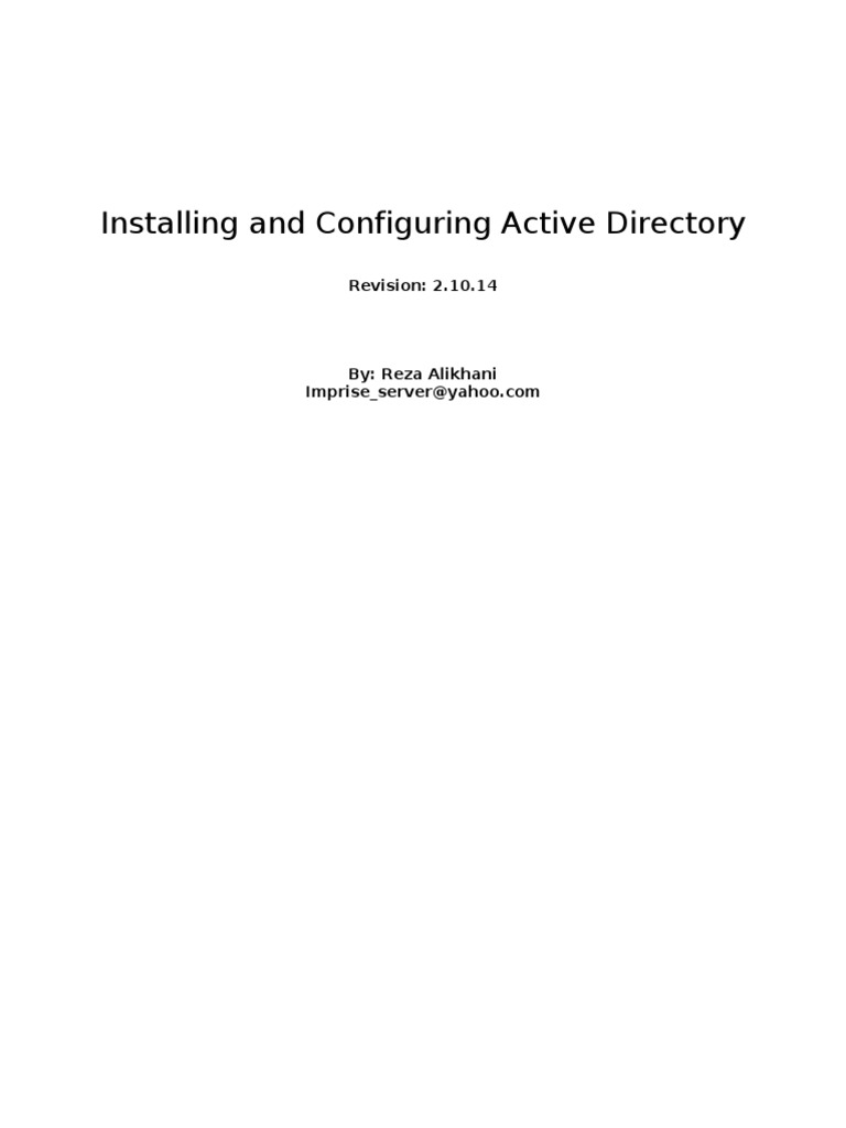 Installing And Configuring Active Directory V2 1 10 14 Pdf Active Directory Domain