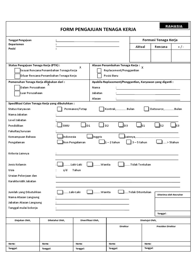 Form Pengajuan Tenaga Kerja | PDF