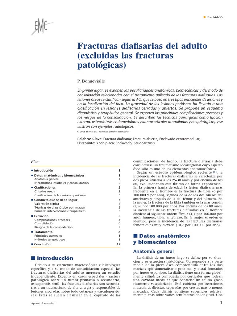 Fracturas Diafisarias Del Adulto (Excluidas Las Fracturas Patológicas ...