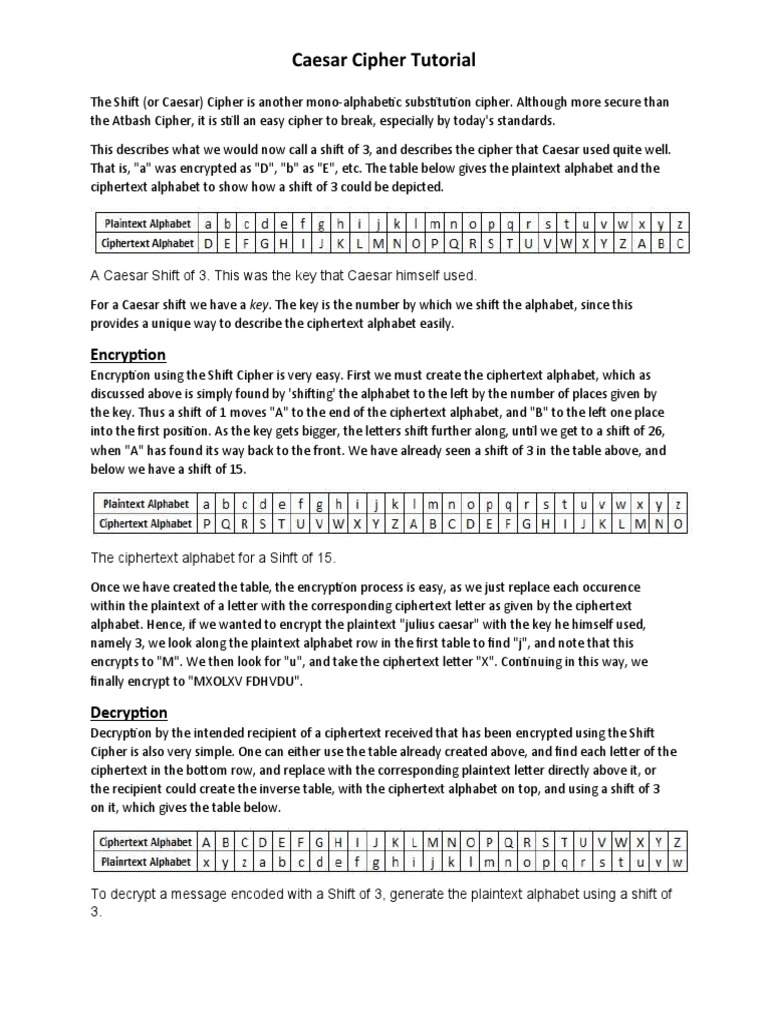Caesar Cipher Tutorial: Encryption | Download Free PDF | Encryption | Cryptography