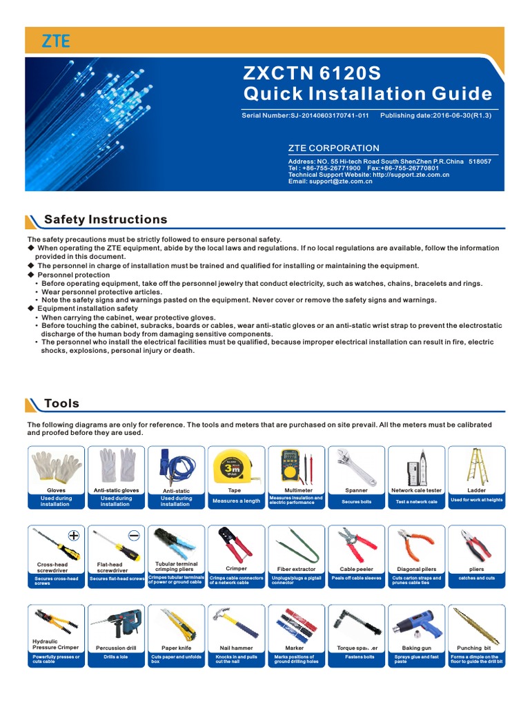 ZXCTN 6120S Quick Installation Guide: Safety Instructions | PDF ...