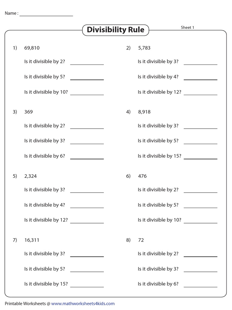 Divisibility Rule: Name | PDF