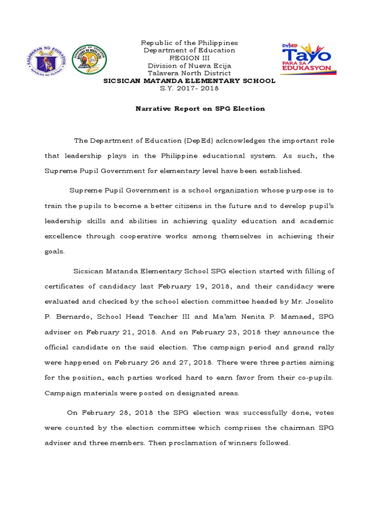 SPG Narrative Report.. | PDF | Human Nature | Elections