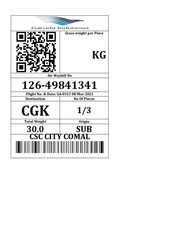 AWB Label Sub-Cgk Pak Totok | PDF