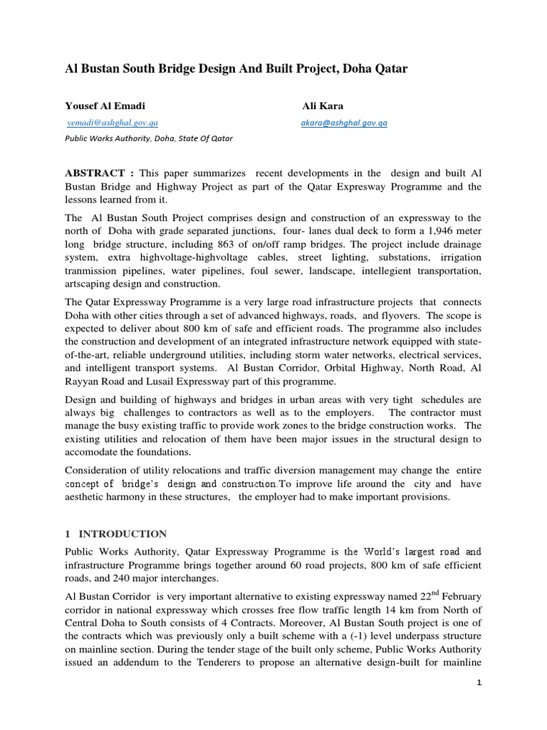 Al Bustan South Bridge Design and Built Project, Doha Qatar | PDF ...