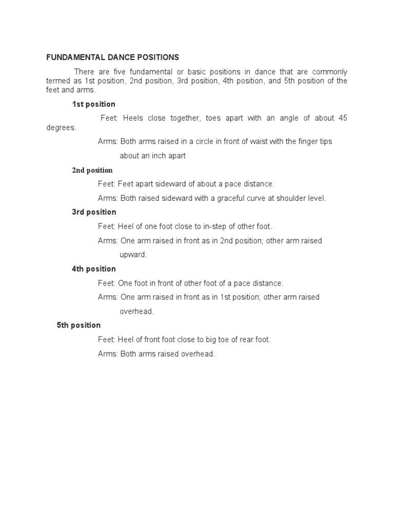 Fundamental Dance Positions Explained | PDF | Dances | Foot