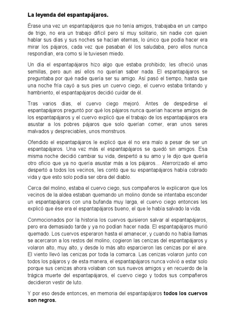 La Leyenda Del Espantapájaros | PDF | El Cuervo