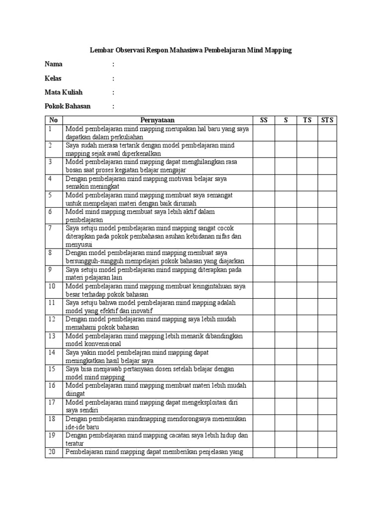Lembar Observasi Respon Mahasiswa | PDF