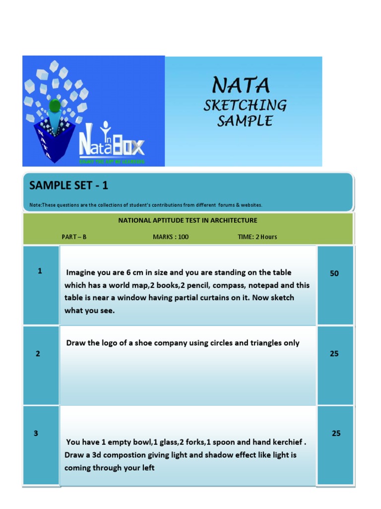 Nata Sample Papers - 2 (Sketching) | PDF | Home & Garden