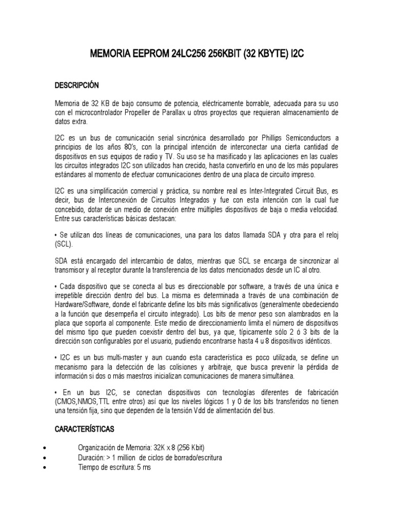 Memoria EEPROM 24LC256 256kbit I2C | PDF | Memoria de acceso aleatorio ...