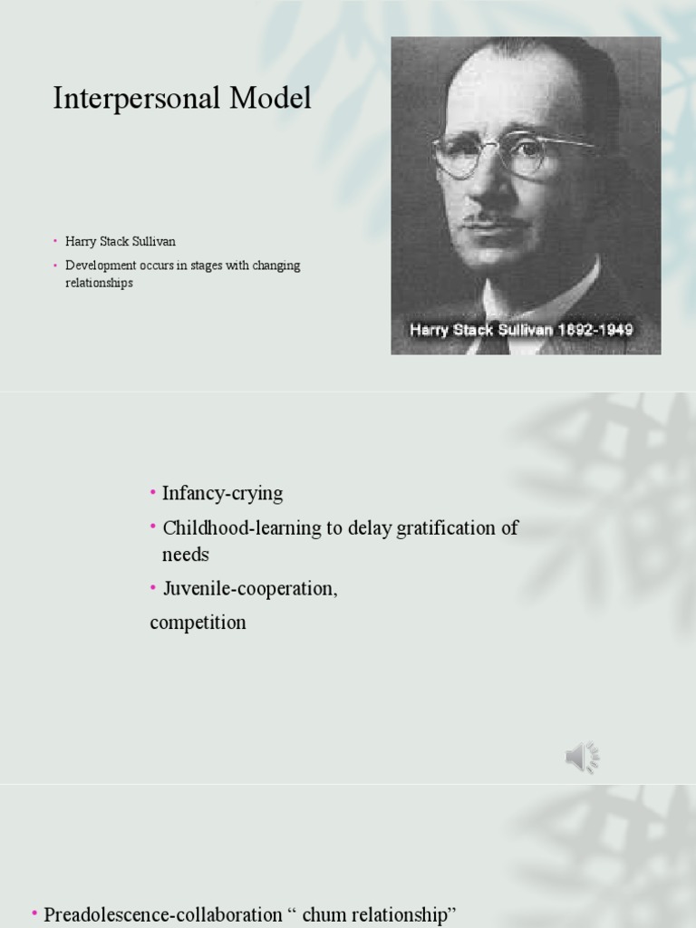Interpersonal Model: Harry Stack Sullivan Development Occurs in Stages ...