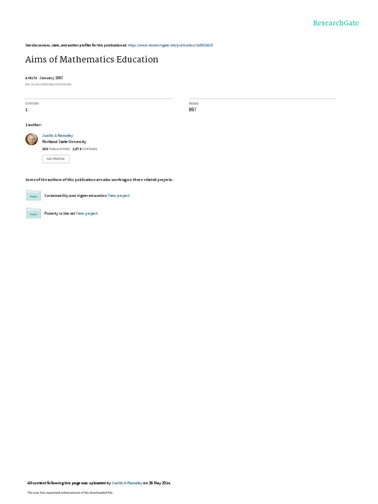 Aims of Mathematics Education | PDF | Curriculum | Theory