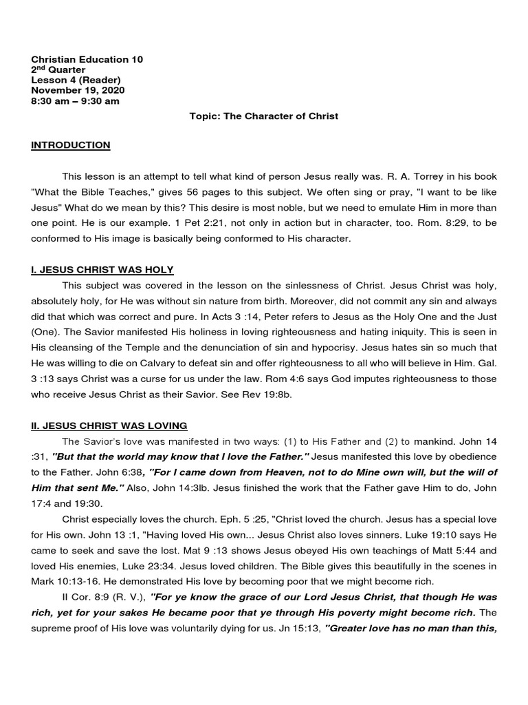Christian Education 10 2nd Quarter Lesson 4 | PDF | Gospel Of John ...
