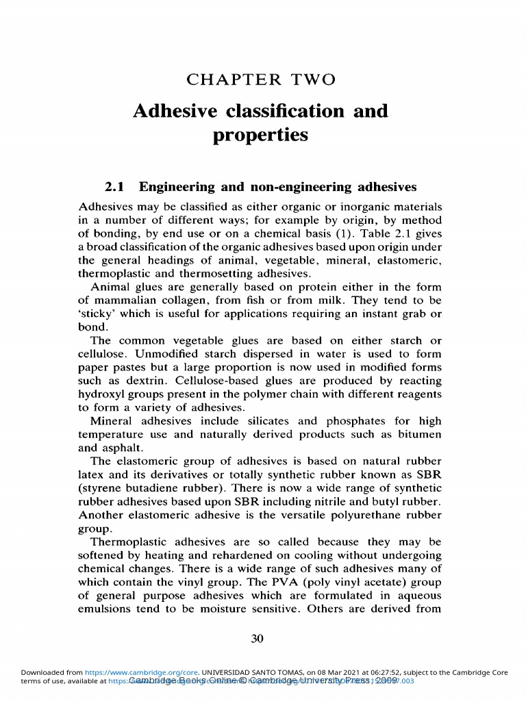 Adhesive Classification and Properties: Chapter Two | PDF | Epoxy ...