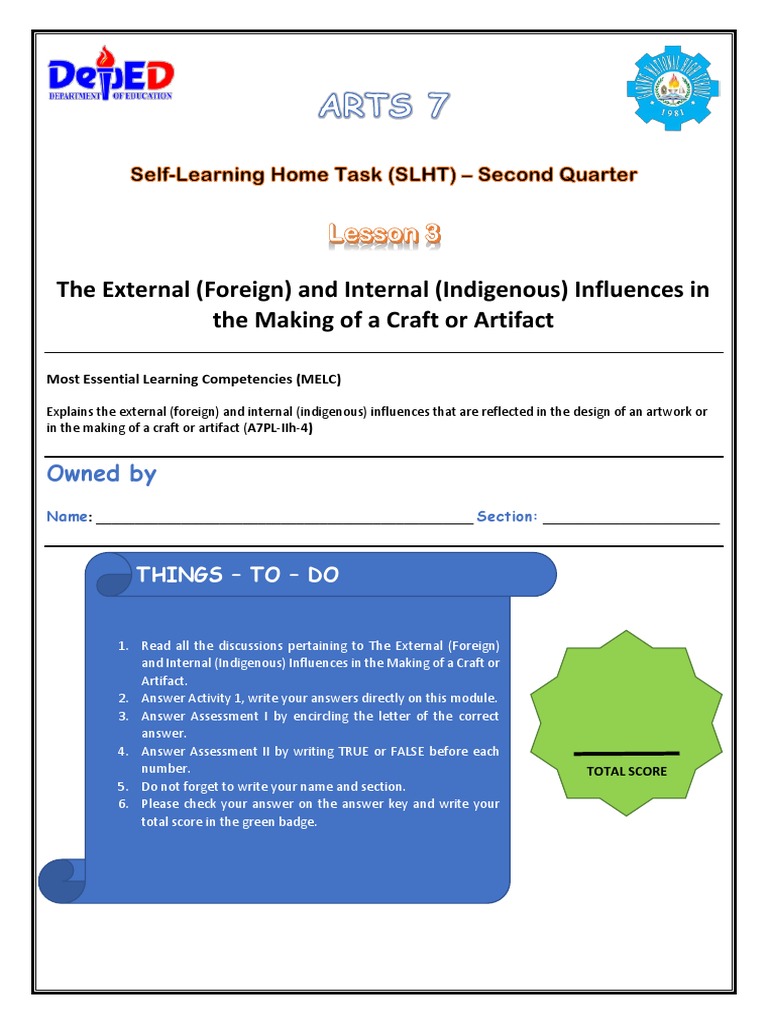 ARTS 7 SLHT Hand Out Lesson 3 | PDF