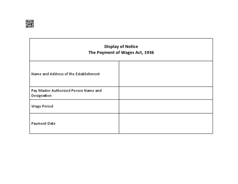 Display of Notice The Payment of Wages Act, 1936 | PDF