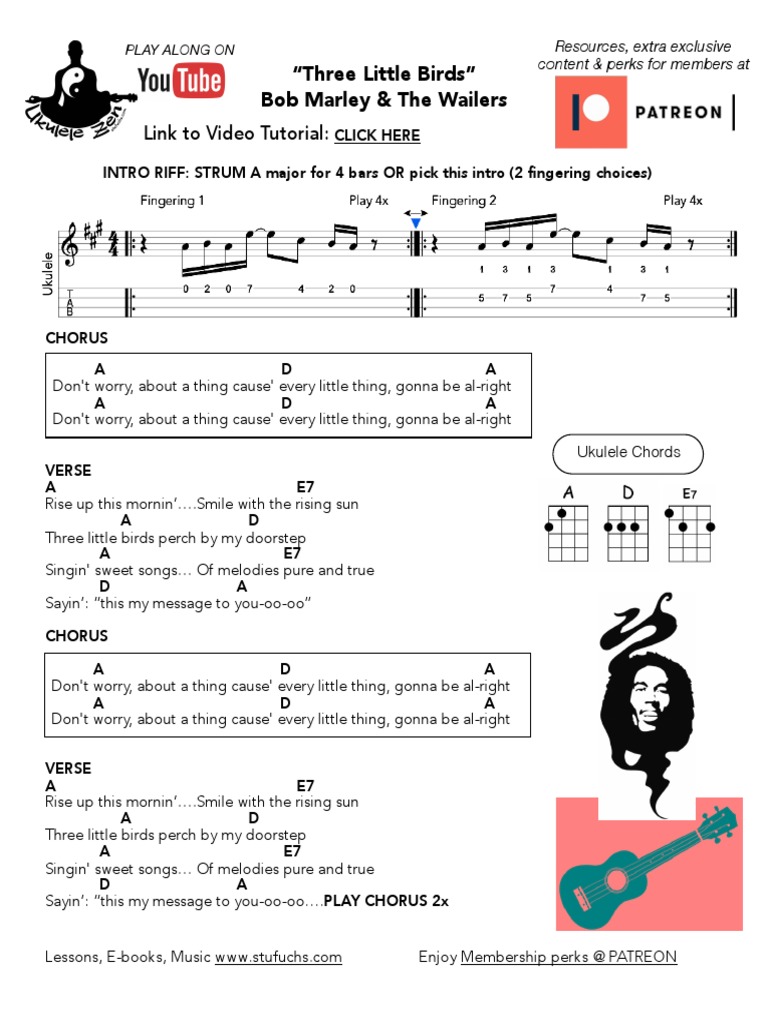 Three Little Birds - Ukulele Songsheet | PDF