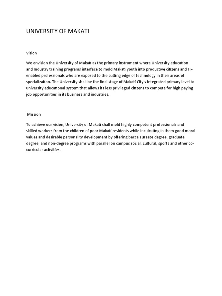 UMAK Mission and Vision | PDF | Professor | University