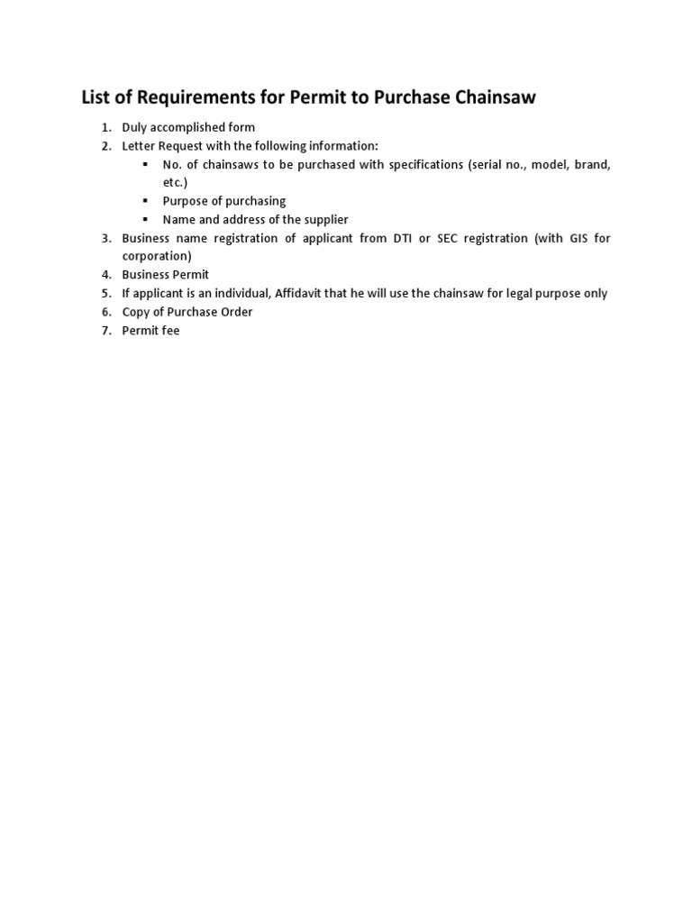 07 Permit To Purchase Chainsaw | PDF | Law