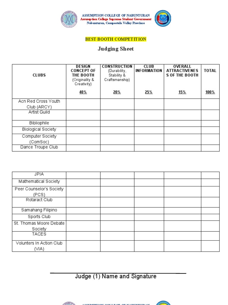 Criteria For Judging | PDF