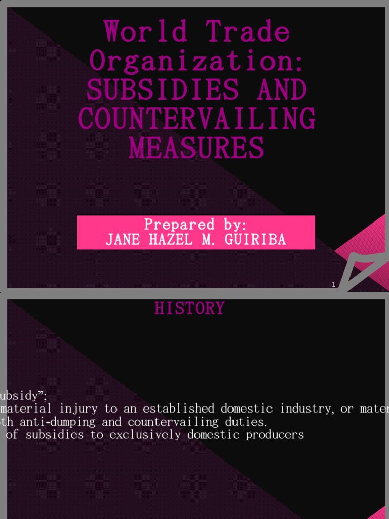 WTO Subsidies and Countervailing Measures | PDF | Uruguay Round | Subsidy