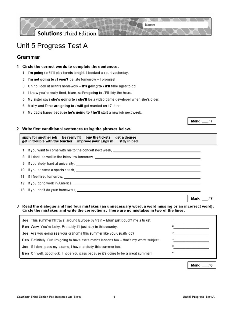 Unit 5 Progress Test A: Grammar | PDF | Waiting Staff