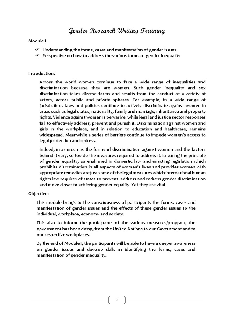 Gender Research Writing Training | PDF | Gender Equality | Gender Studies