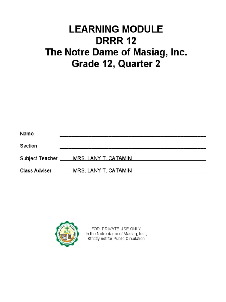 DRRR Module 2nd Quarter | PDF | Sinkhole | Landslide