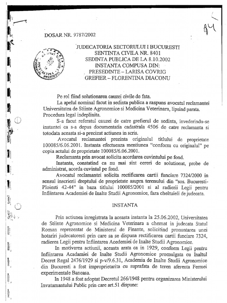 Sentinta Civila Judecatoria Sector 1 | PDF