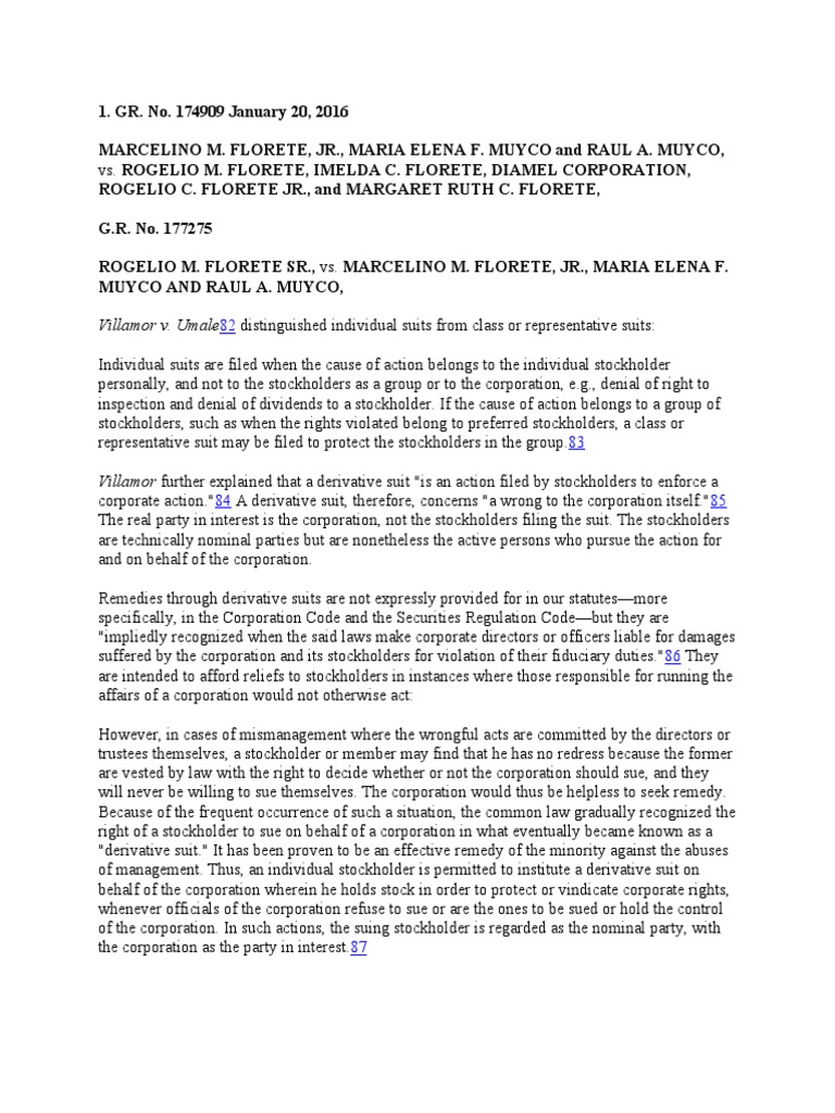 Derivative Suit | Download Free PDF | Corporations | Legal Remedy